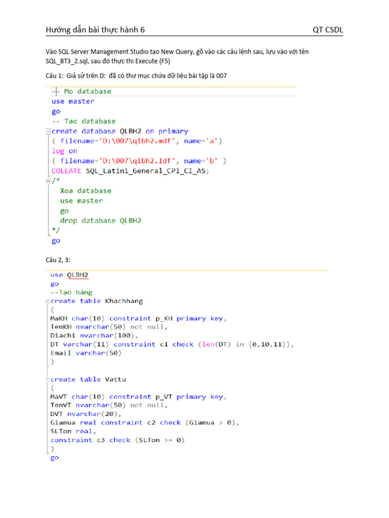 Huong Dan Thuc Hanh Bai Tap B6 | PDF