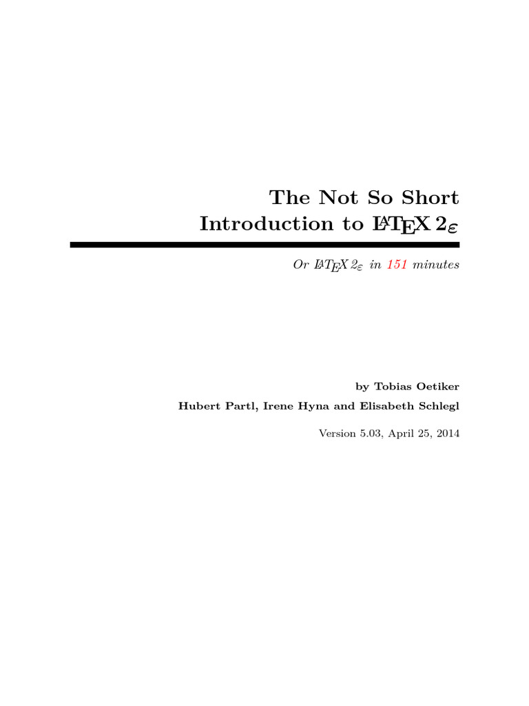 The Not So Short Introduction To Latex - T. Oetiker, ... | PDF | Te X ...