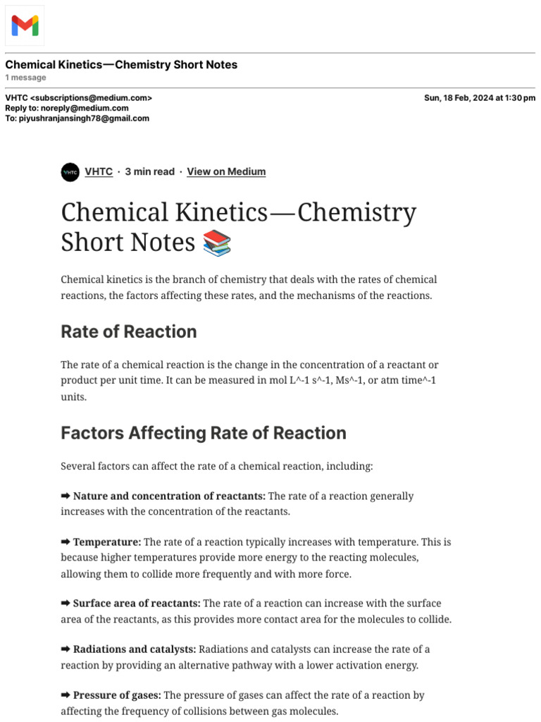 CH - 3 - Chemical Kinetics - Chemistry Short Notes ? | PDF | Reaction ...