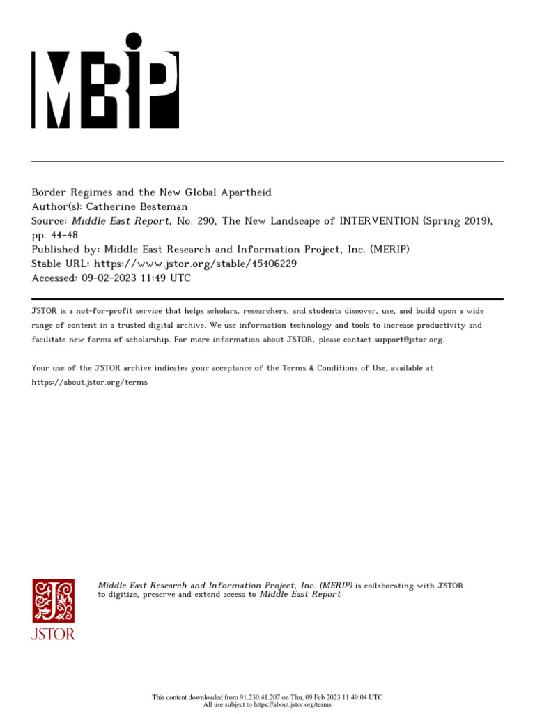 Global Apartheid: Militarized Border Regimes | PDF | Immigration Detention | Refugee