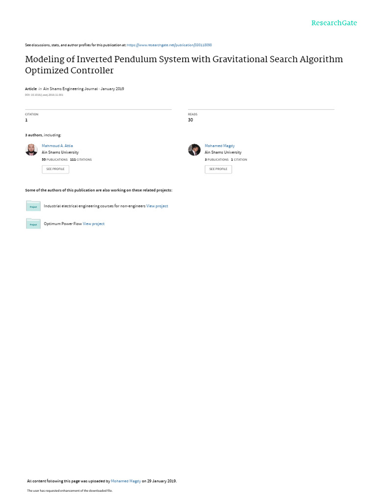 Modeling of Inverted Pendulum System With Gravitational Search Algorithm Optimized Controller ...