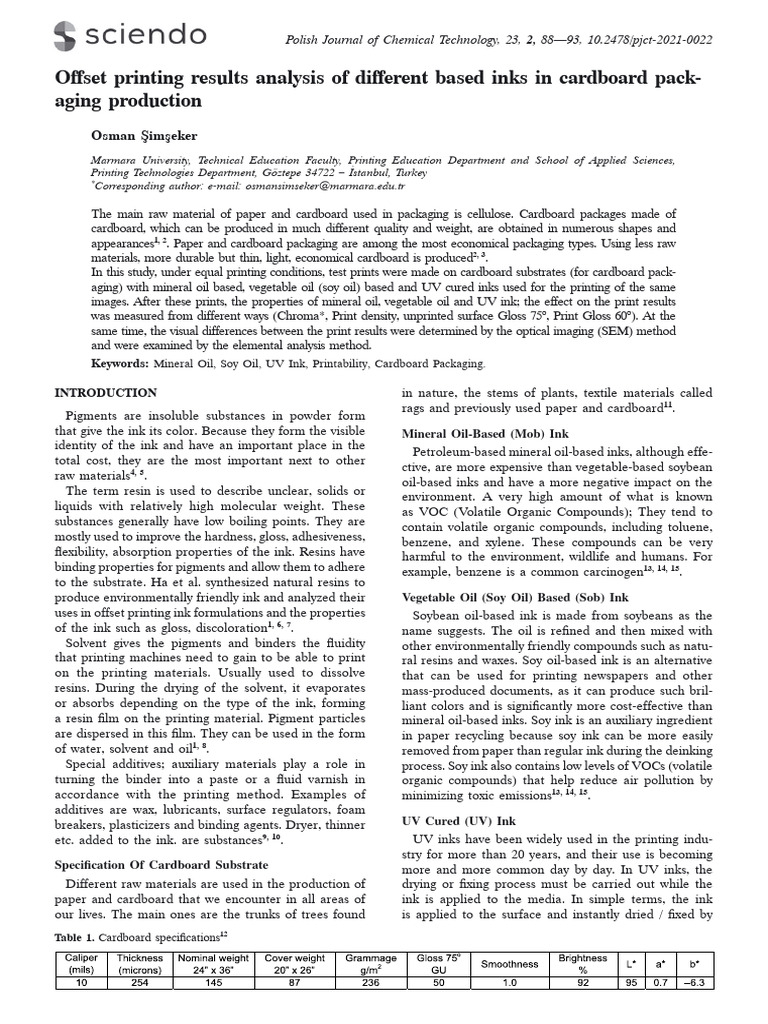 Offset Printing Results Analysis of | PDF