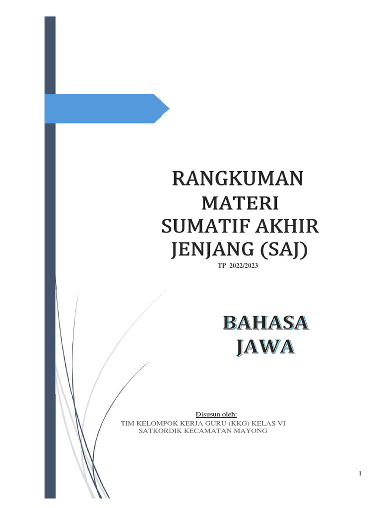 Rangkuman Dan Soal Saj B Jawa 2022 - 2023 Mayong | PDF Rangkuman Dan Soal Saj B Jawa 2022 - 2023 Mayong | PDF