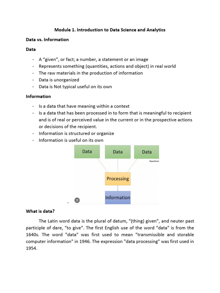Module 1 Introduction To DataScience and Analytics | PDF | Data Science | Data