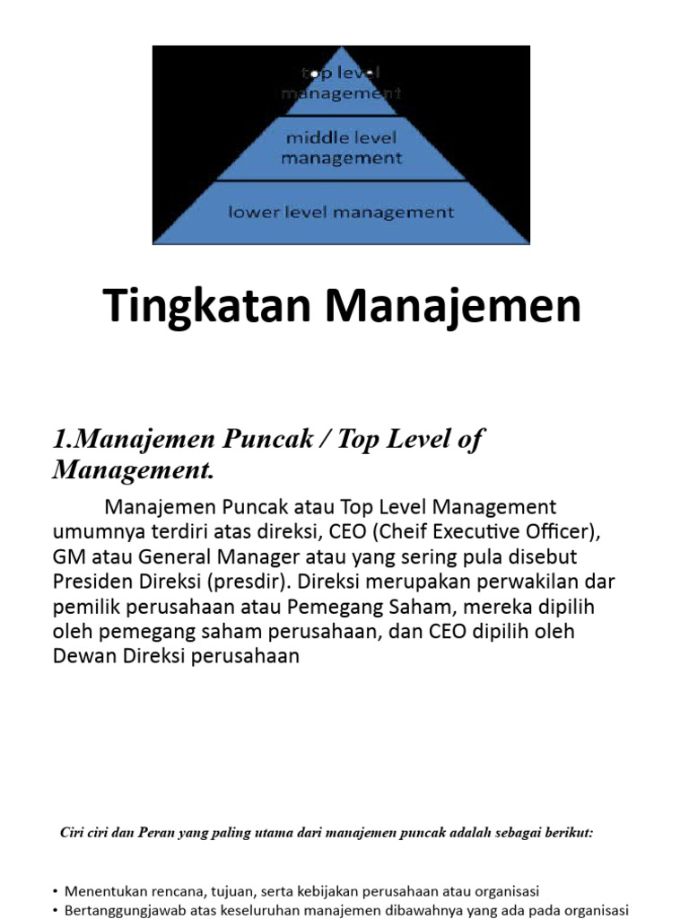 Level Atau Tingkatan Manajemen | PDF | Karier & Perkembangan