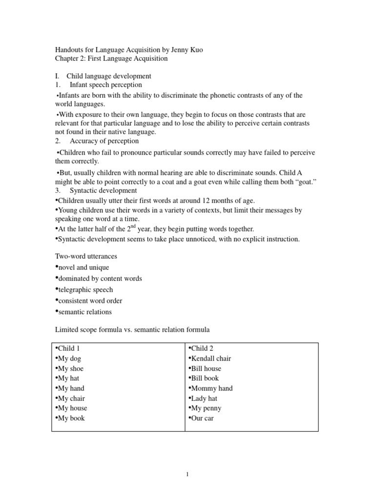 1st Language Acquisition | PDF