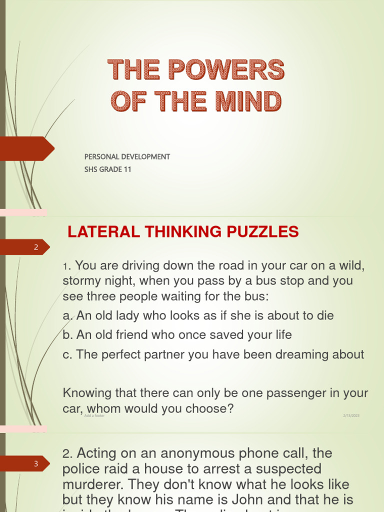 MODULE 6 Perdev Thepowersofthemind 230213160931 9c8168f3 | PDF | Games ...