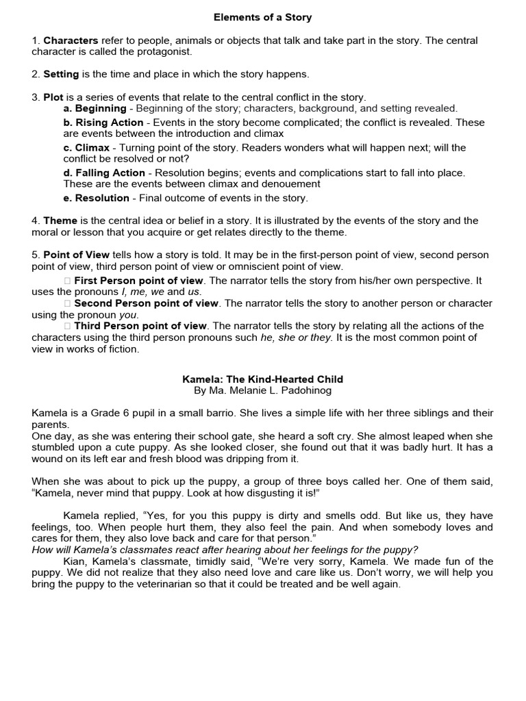 Elements of A Story | PDF | Narration