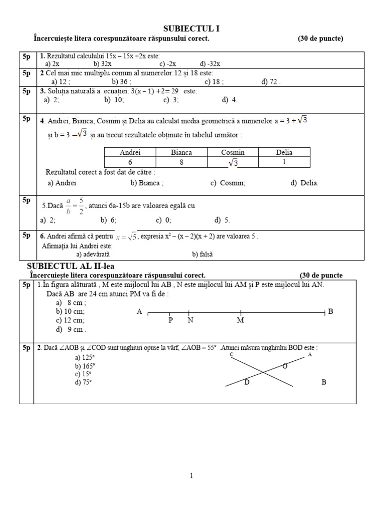 8test - de - Evaluare - Nationala - 1.042022 - Copie | PDF