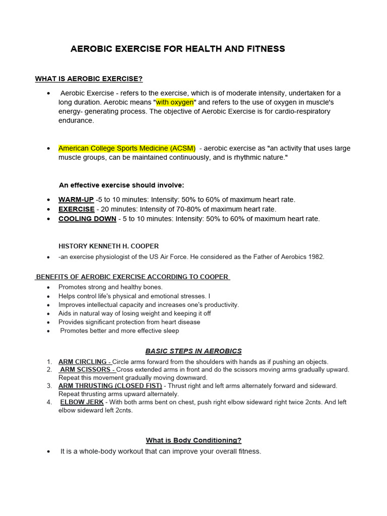 Aerobic Exercise For Health and Fitness | PDF | Aerobic Exercise ...