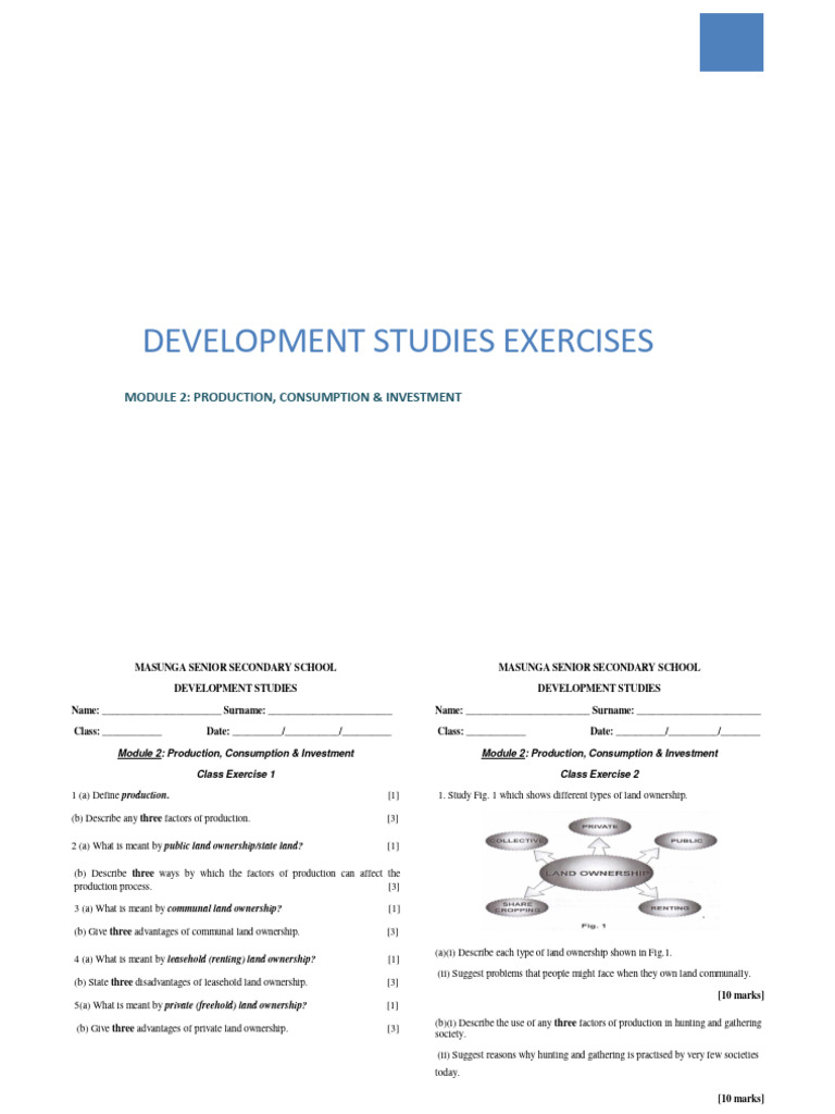 Production and Land Ownership Exercises | PDF | Sole Proprietorship ...
