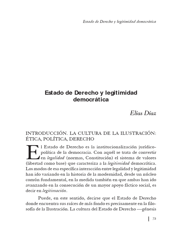 D Az E. Estado de Derecho y Legitimidad Democr Tica Pp. 73 93 | PDF ...
