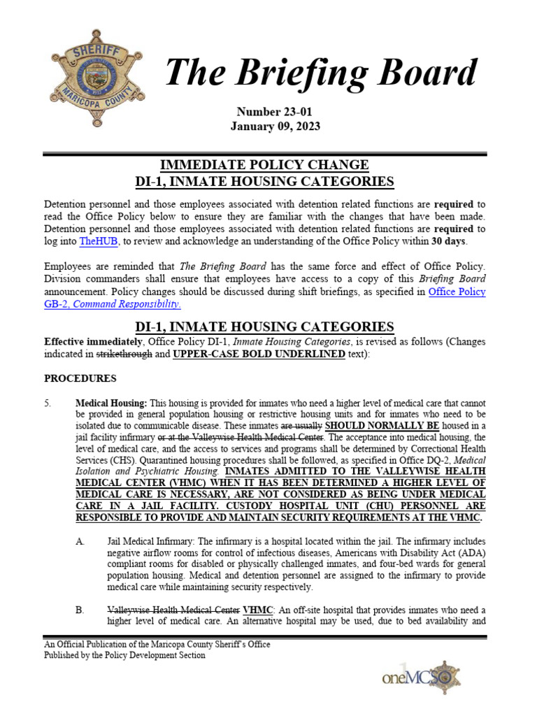 DI1 Inmate Housing Category | PDF