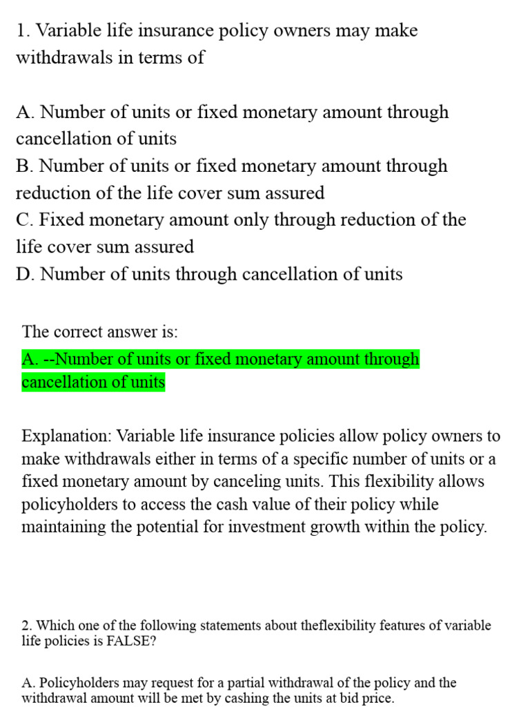 Variable IC Exam Reviewer | PDF | Life Insurance | Insurance