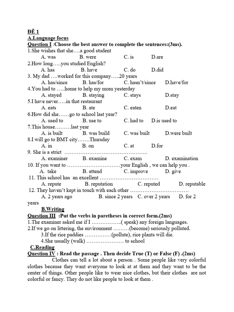 ĐỀ 1 HK1 | PDF | Adolescence | Malaysia