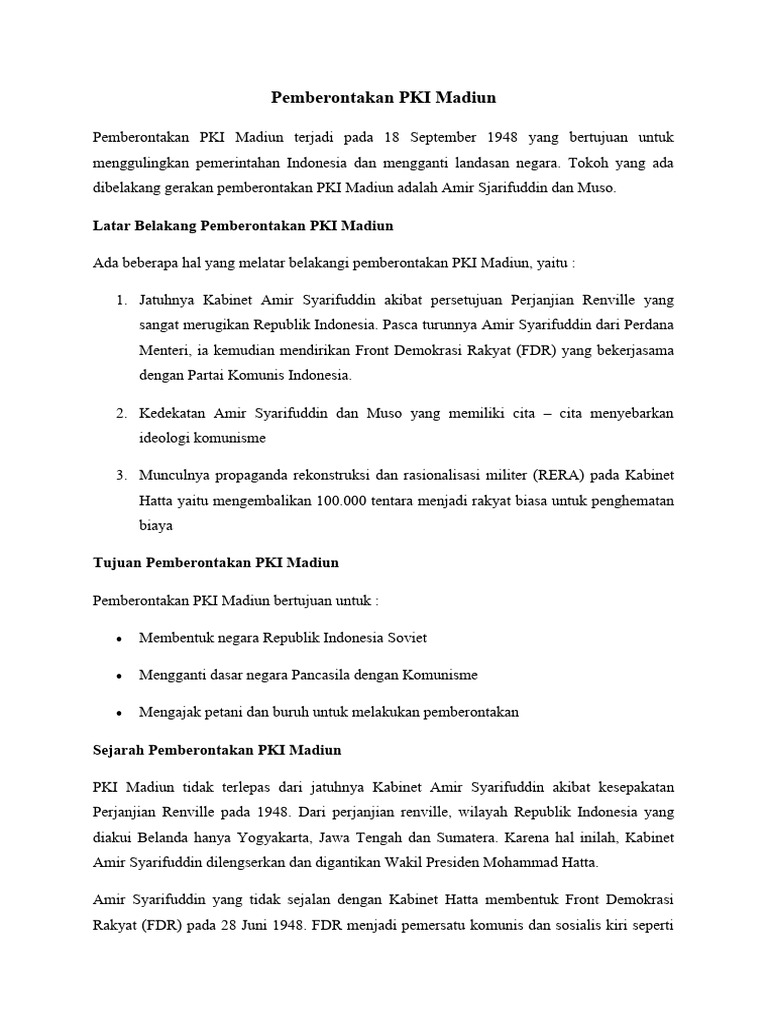 Pemberontakan PKI Madiun | PDF