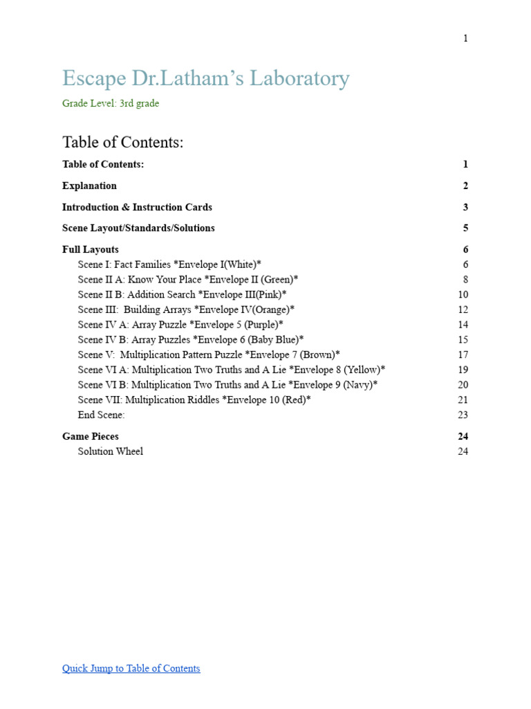 Escape DR Latham's Labatory | PDF | Equations | Numbers