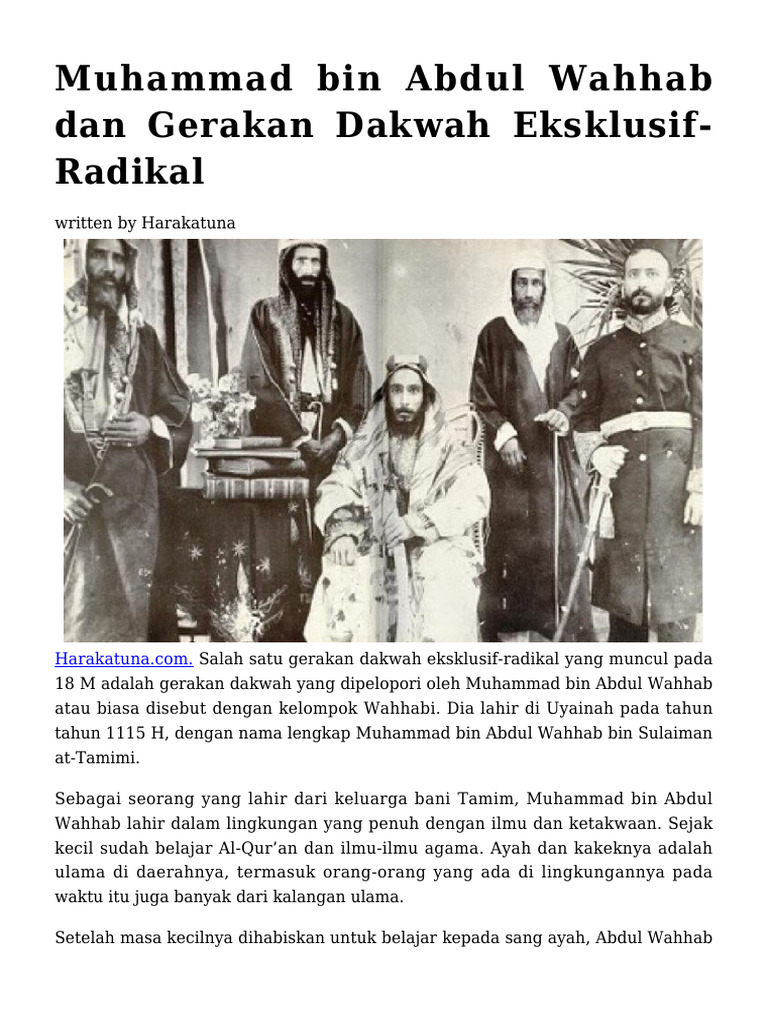 Muhammad Bin Abdul Wahhab Dan Gerakan Dakwah Eksklusif Radikal | PDF | Politik | Sejarah