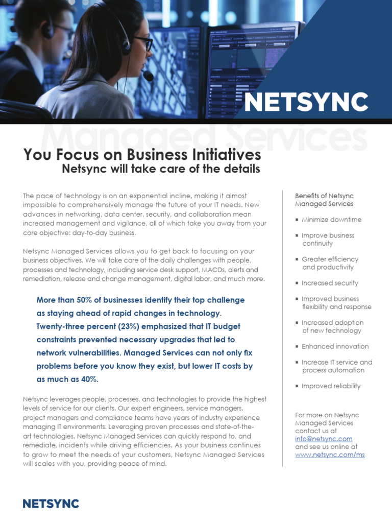 Netsync Managed Services Collateral | PDF | It Service Management | Service Level Agreement