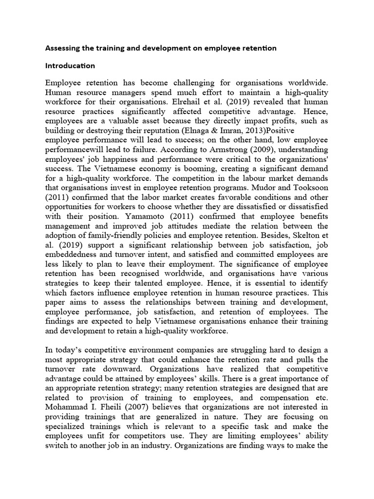 Assessing The Training and Development On Employee Retention | PDF ...