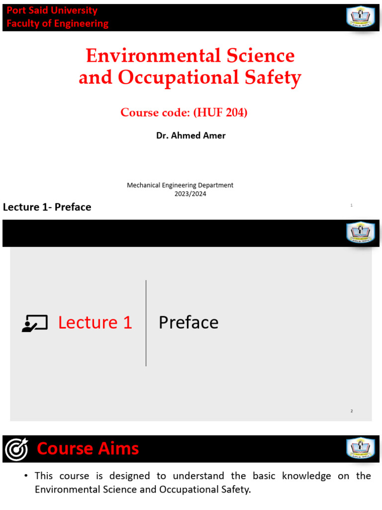 Lect1,2-EnvironmentalScience - and Occupational Safety2024 | PDF | Atmosphere Of Earth | Atmosphere