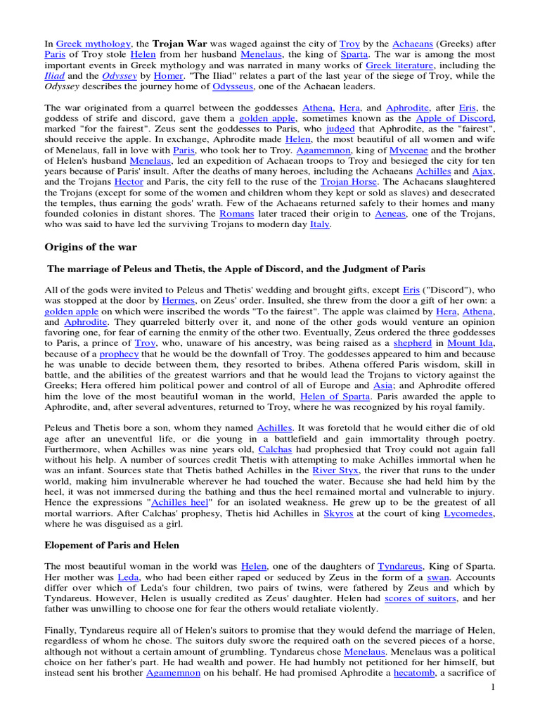 Summary of The Iliad and The Odyssey | PDF | Trojan War | Hector