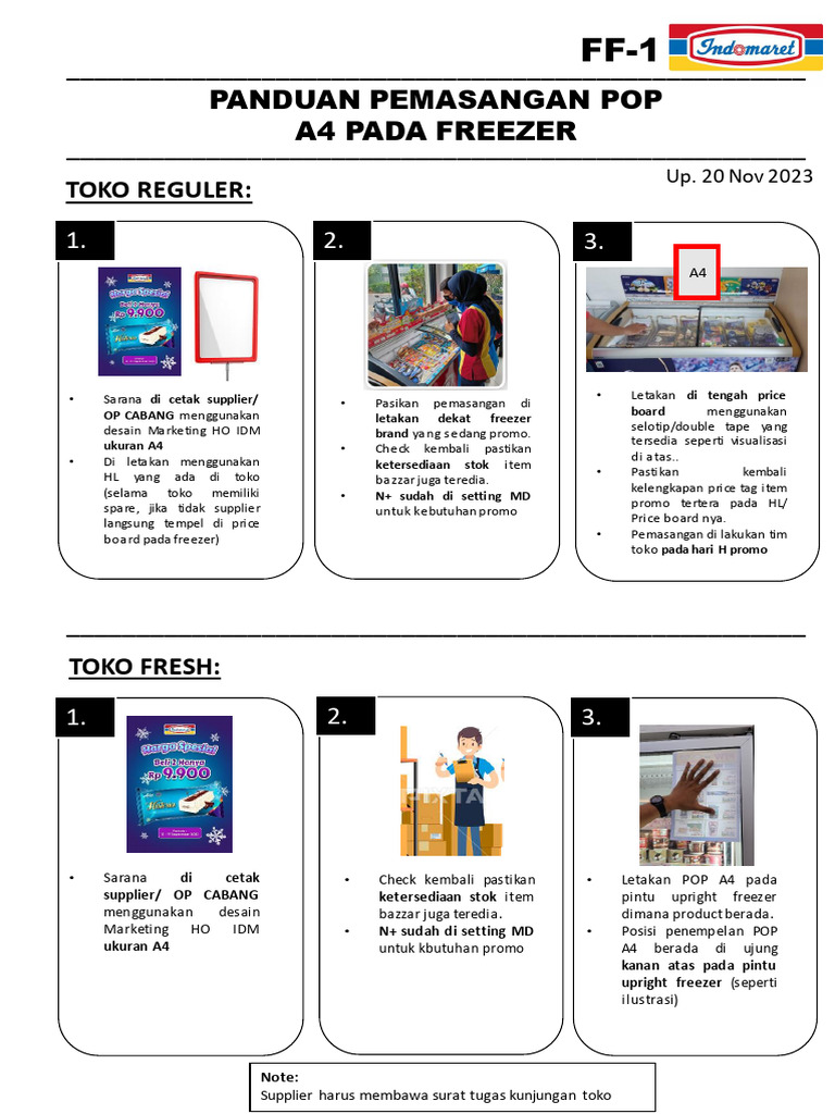 Panduan Pemasangan POP A4 Pada Freezer | PDF