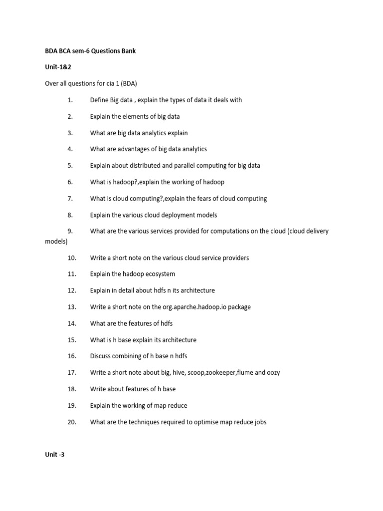 BDA BCA Sem-6 Question Bank Q-WPS Office | PDF
