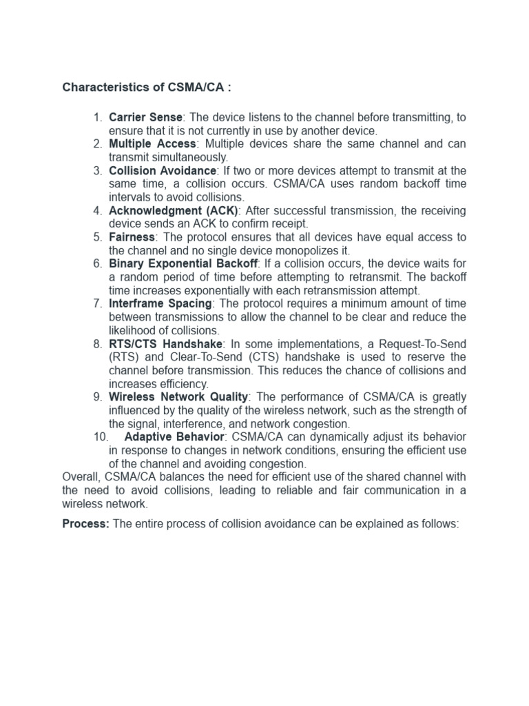 Characteristics of CSMA Wirless | PDF