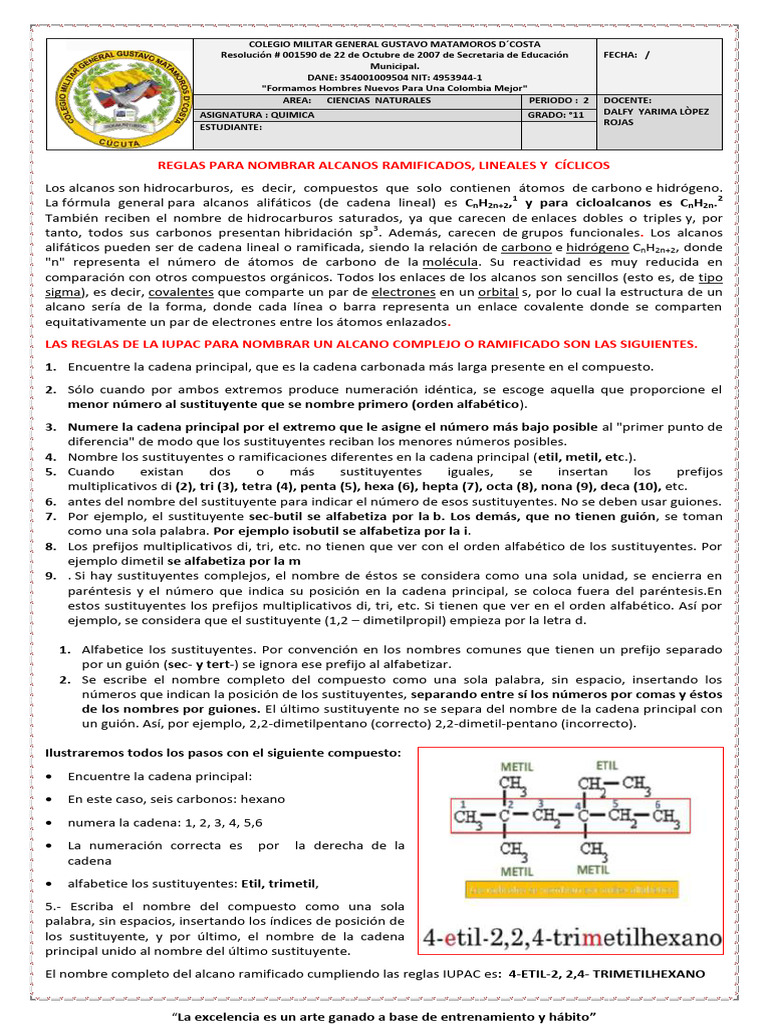 Reglas para Nombrar Alcanos y Cicloalcanos | PDF | Alcano | Hidrocarburos
