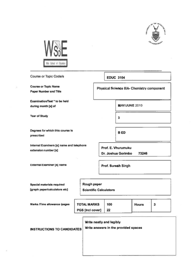 EDUC3104 - Physical Science 3A - Chemistry | PDF