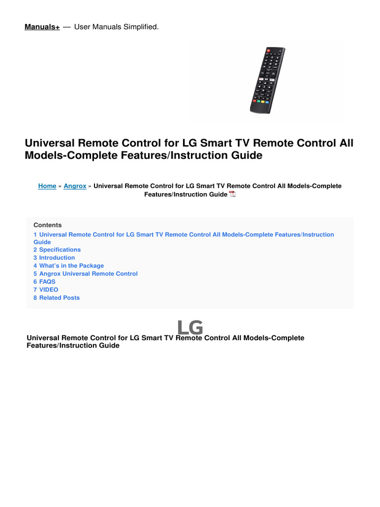 Universal Remote Control For LG Smart TV Remote Control All Models Complete Features Instruction ...