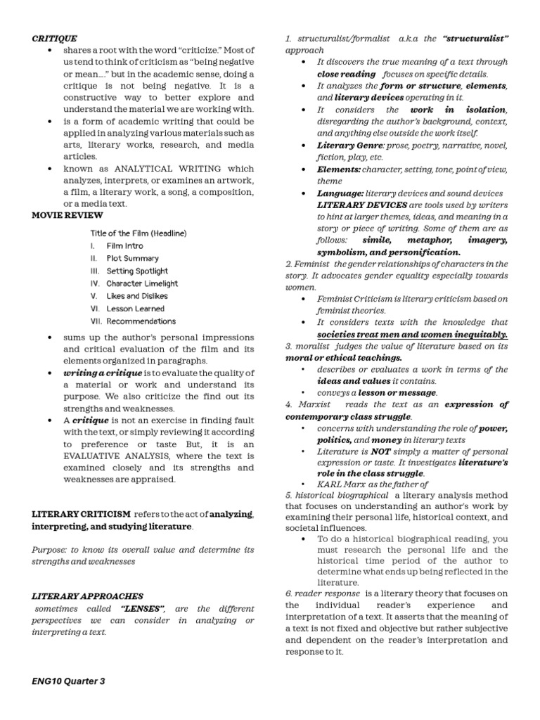 Movie Review: ENG10 Quarter 3 | PDF