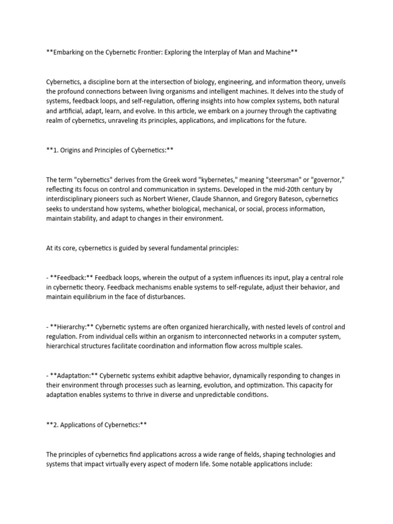 Cybernetics Pdf Cybernetics Artificial Intelligence
