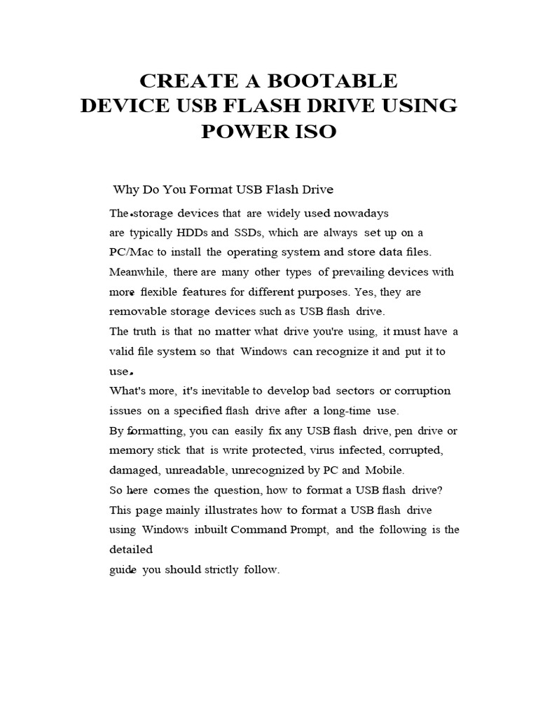 Create A Bootable Usb Flash Drive Using Poweriso Cseworld Online Pdf Solid State Drive