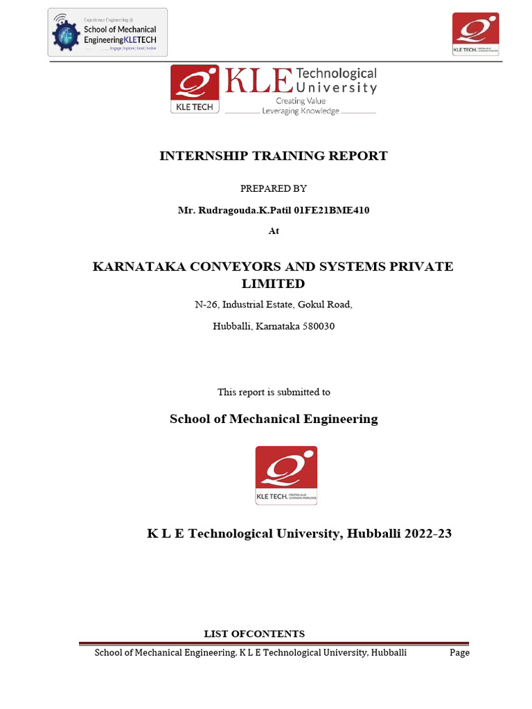 Internship Training Report Rudragouda | PDF | Engineering | Knowledge