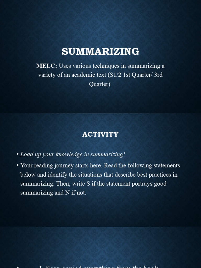 Summarizing | PDF | Syntax | Human Communication