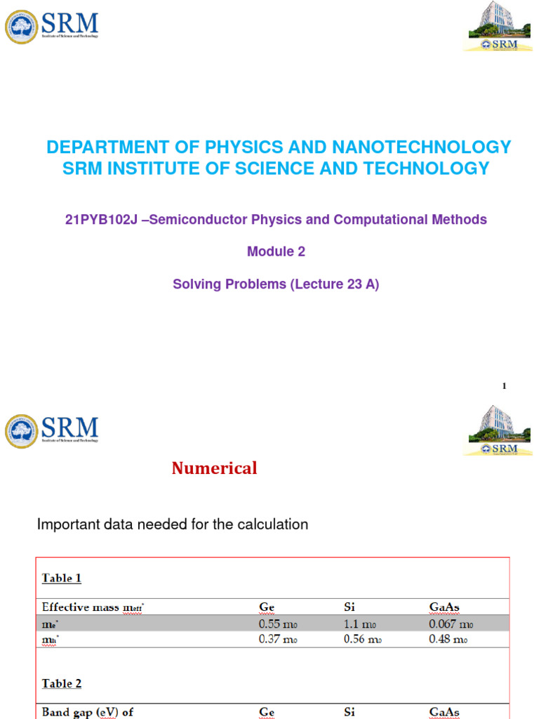 Solving Problems (Lecture 23B) | PDF | P–N Junction | Doping (Semiconductor)