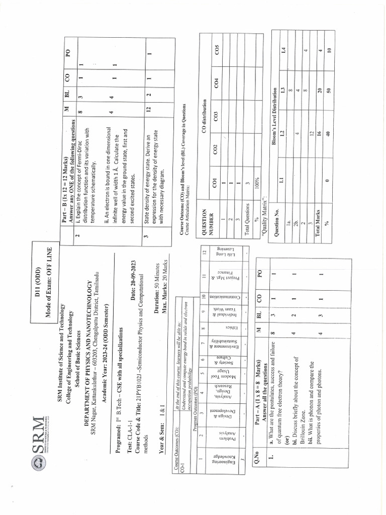 CT1 D11 QP and Answer Key | PDF