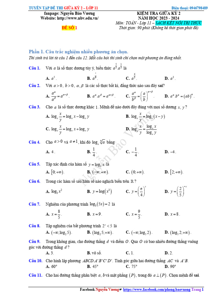 ĐỀ 1 - GK2 - KNTT 11 | PDF