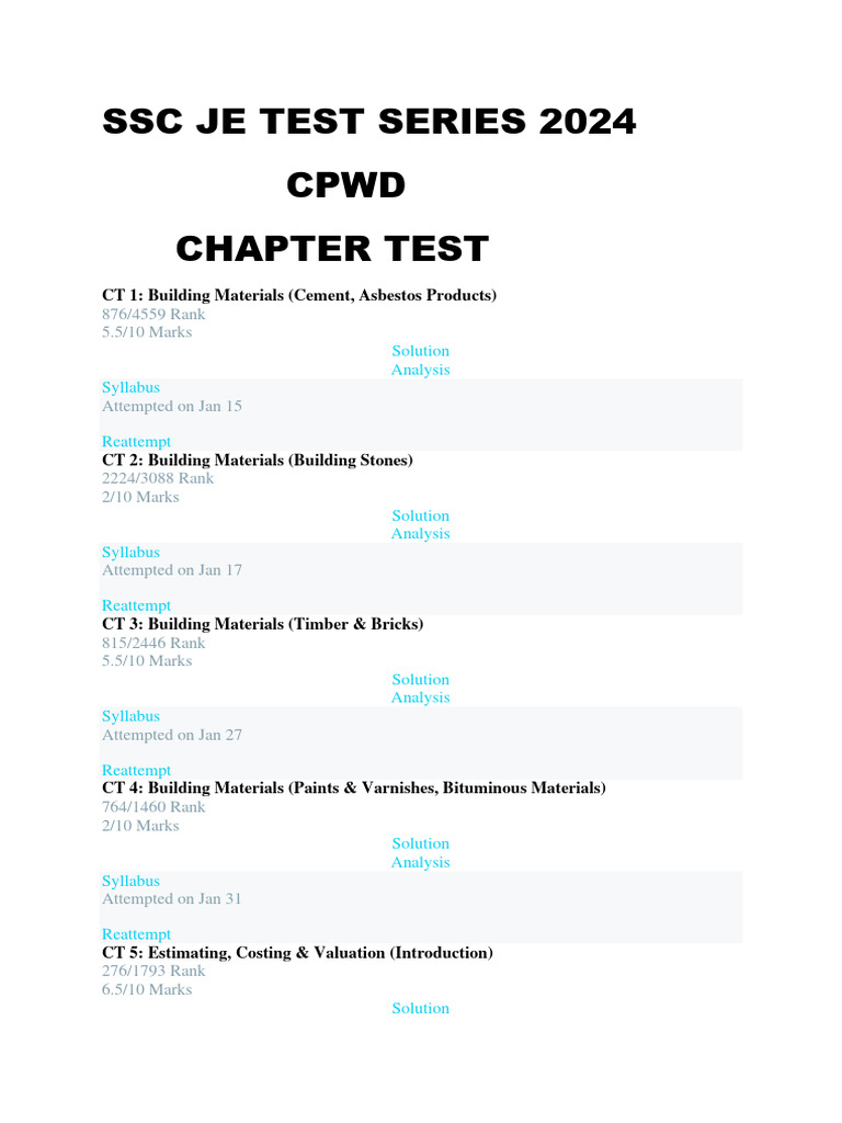 SSC Je Test Series 2024 | PDF