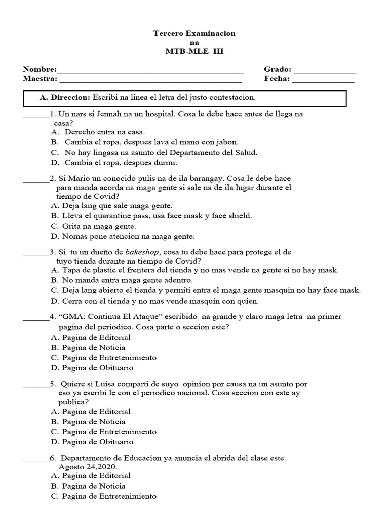 3rd-Quarter-Exam MTB Done | PDF