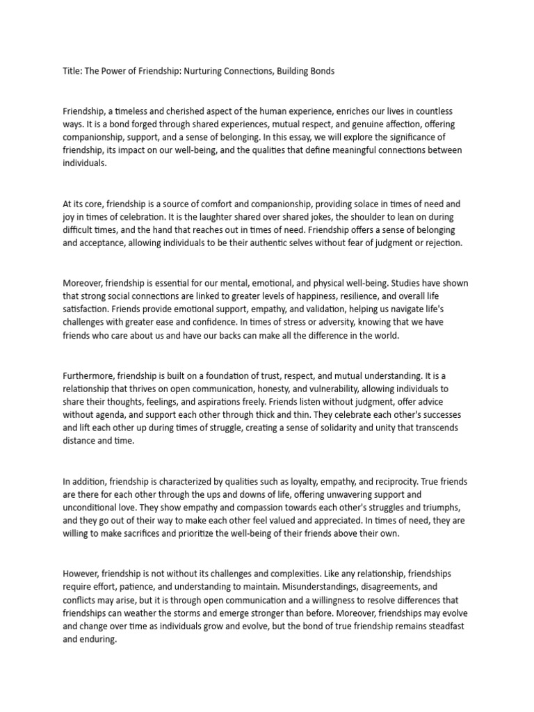 Power of Friendship | PDF | Friendship | Interpersonal Relationships