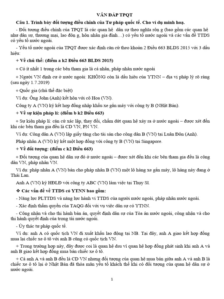 THI VẤN ĐÁP TPQT | PDF