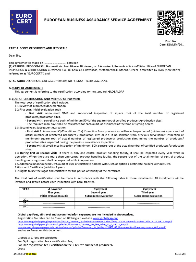 2. Procom Δπ13.9 e18 Offer-Agreement Globalgap 9-12-2022 | PDF | Audit | Information Security