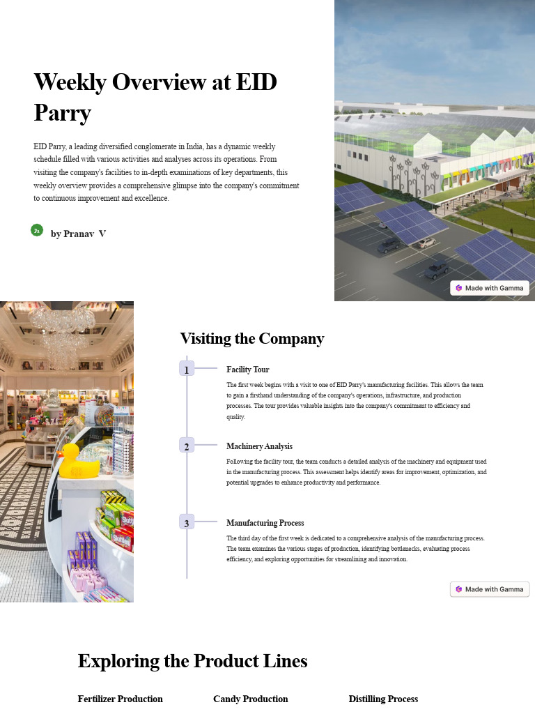 Weekly Overview at EID Parry | PDF | Sustainability | Sustainable Business