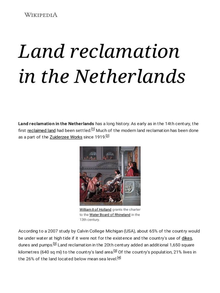 Land Reclamation in The Netherlands - Wikipedia | PDF