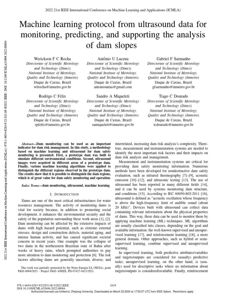 Machine Learning Protocol From Ultrasound Data For Monitoring Predicting and Sup | PDF ...