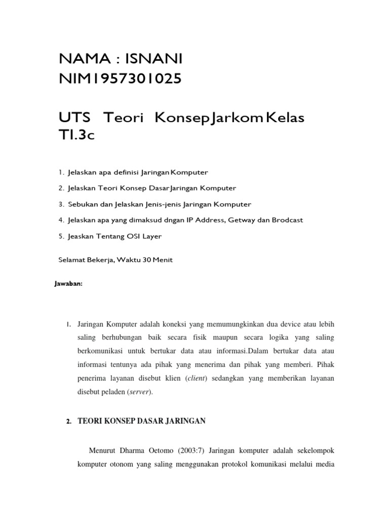 1uts Teori Konsep Jarkom Kelas Ti Pdf 0283