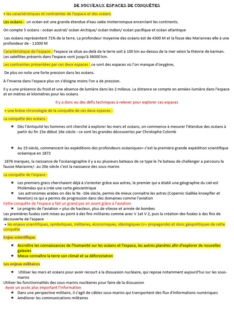 Nouveaux espaces de conquête : enjeux et histoire | PDF | Droit de la ...